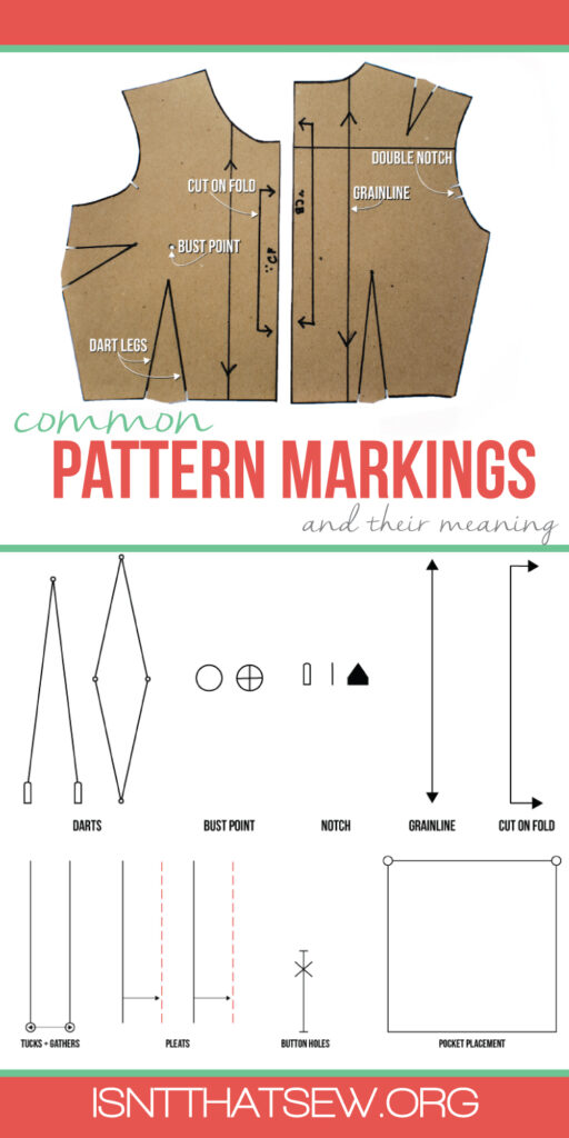 Common pattern markings used in the apparel industry
